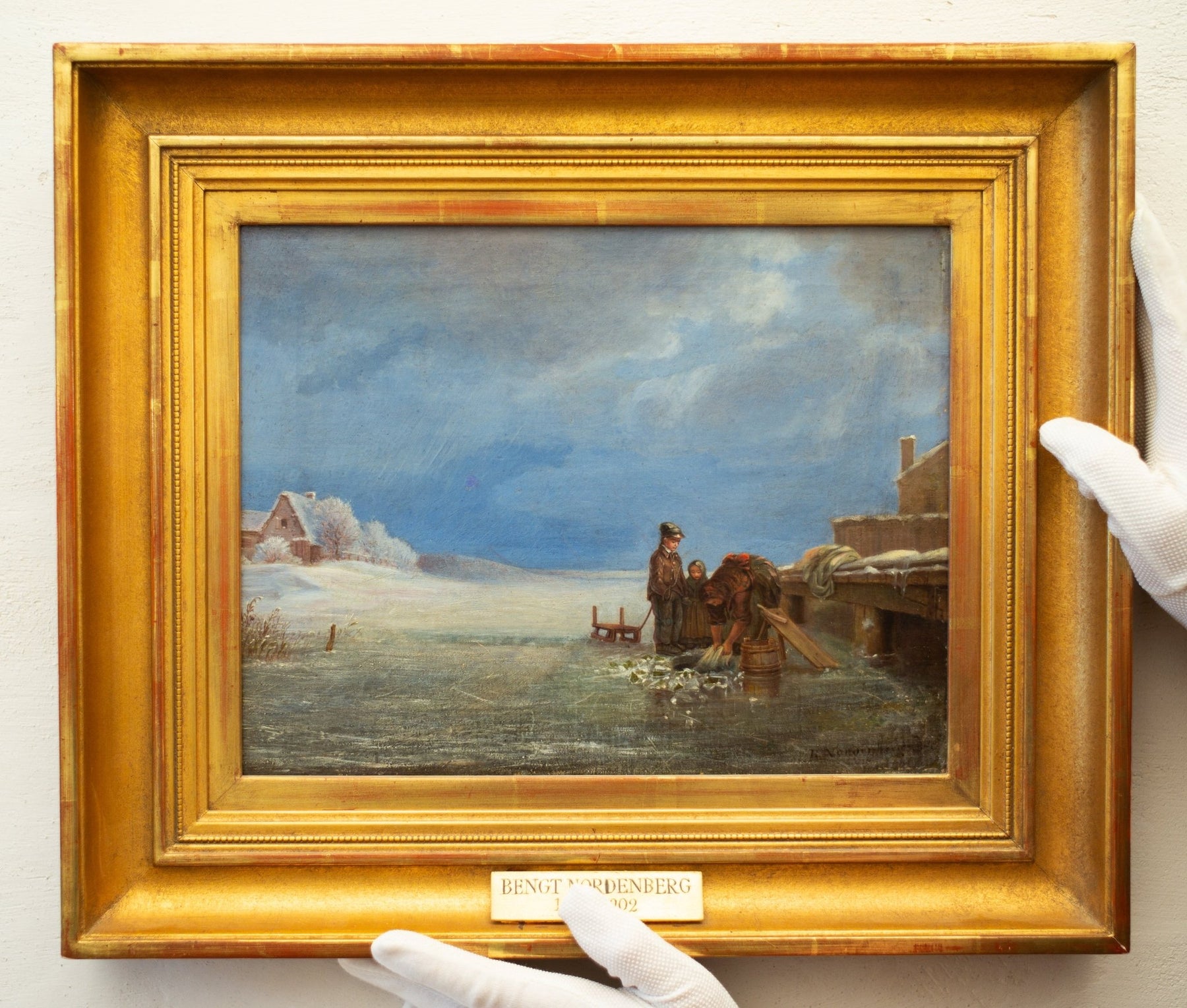 Bengt Nordenberg - Children by the Ice Hole, c. 1846 – CLASSICARTWORKS